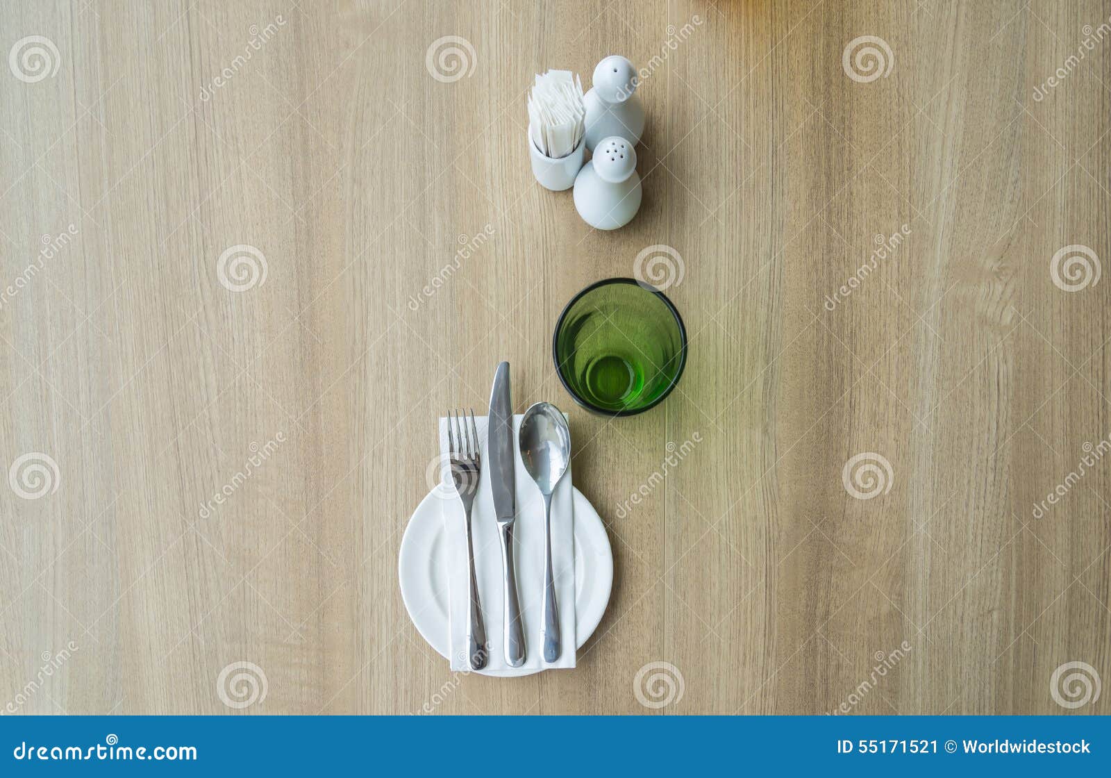 Top View of Table Setting with Glass and Plate Stock Image - Image of ...