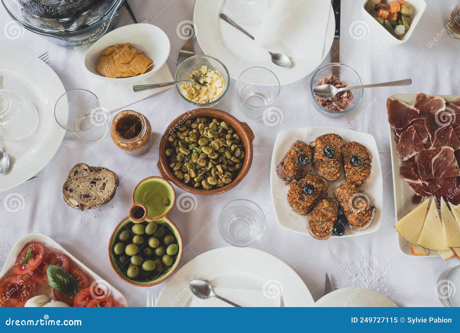 Top View of a Table with Tapas Stock Image - Image of snacks, delicious ...