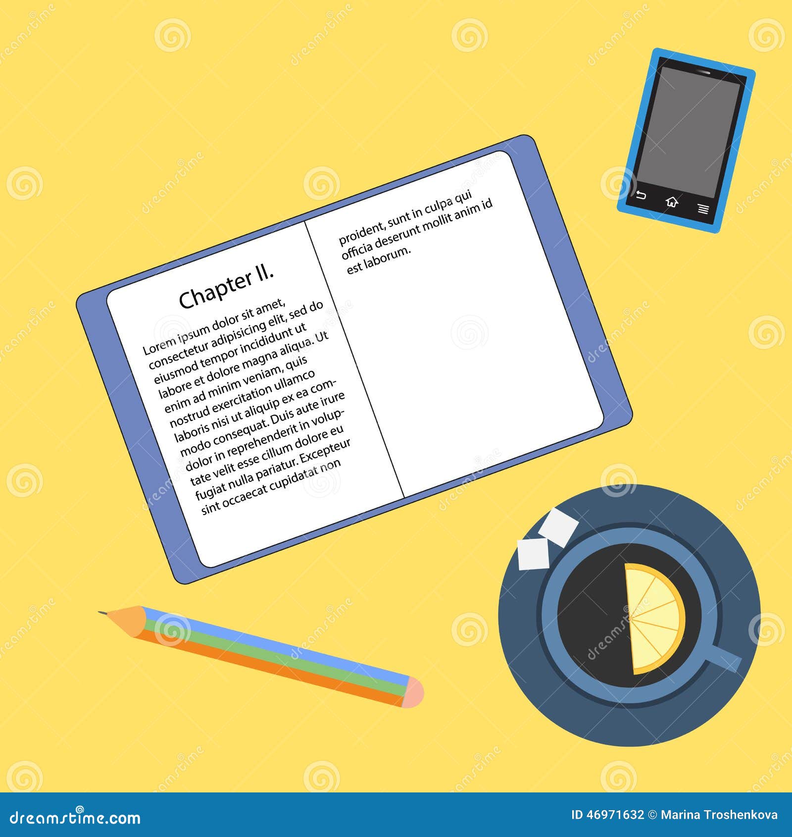 Top View of a Table with Things Stock Vector - Illustration of graphic ...