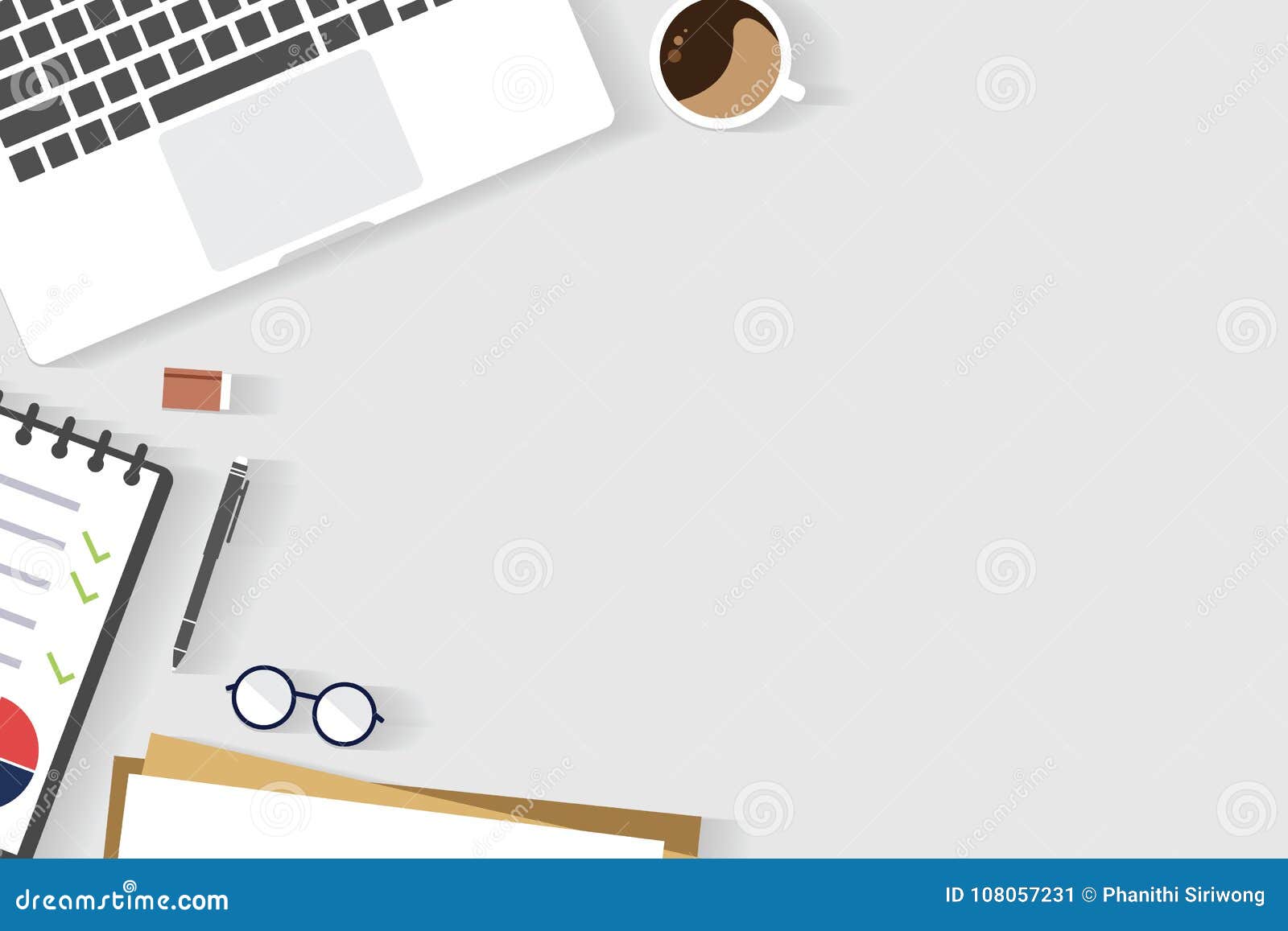 Top View of Table Working and Working Desk with Gadget and Free Space ...