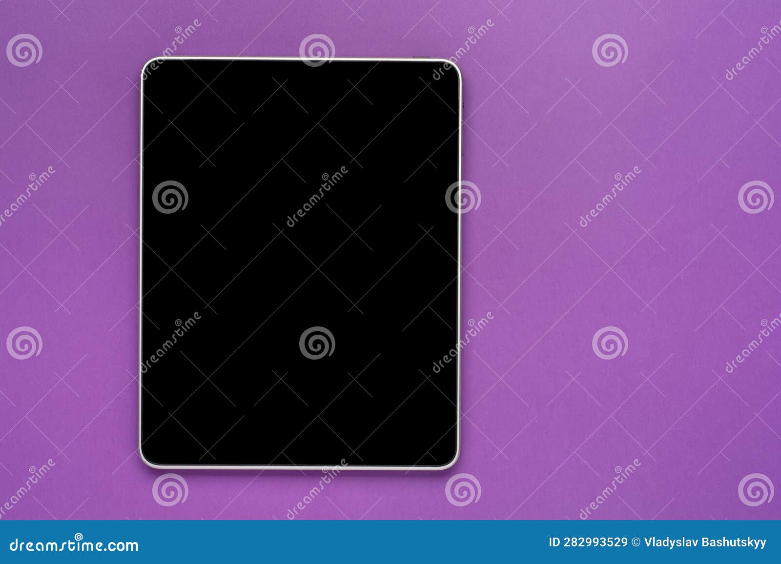 Top View of Tablet on the Violet Pastel Color Background. Stock Image ...
