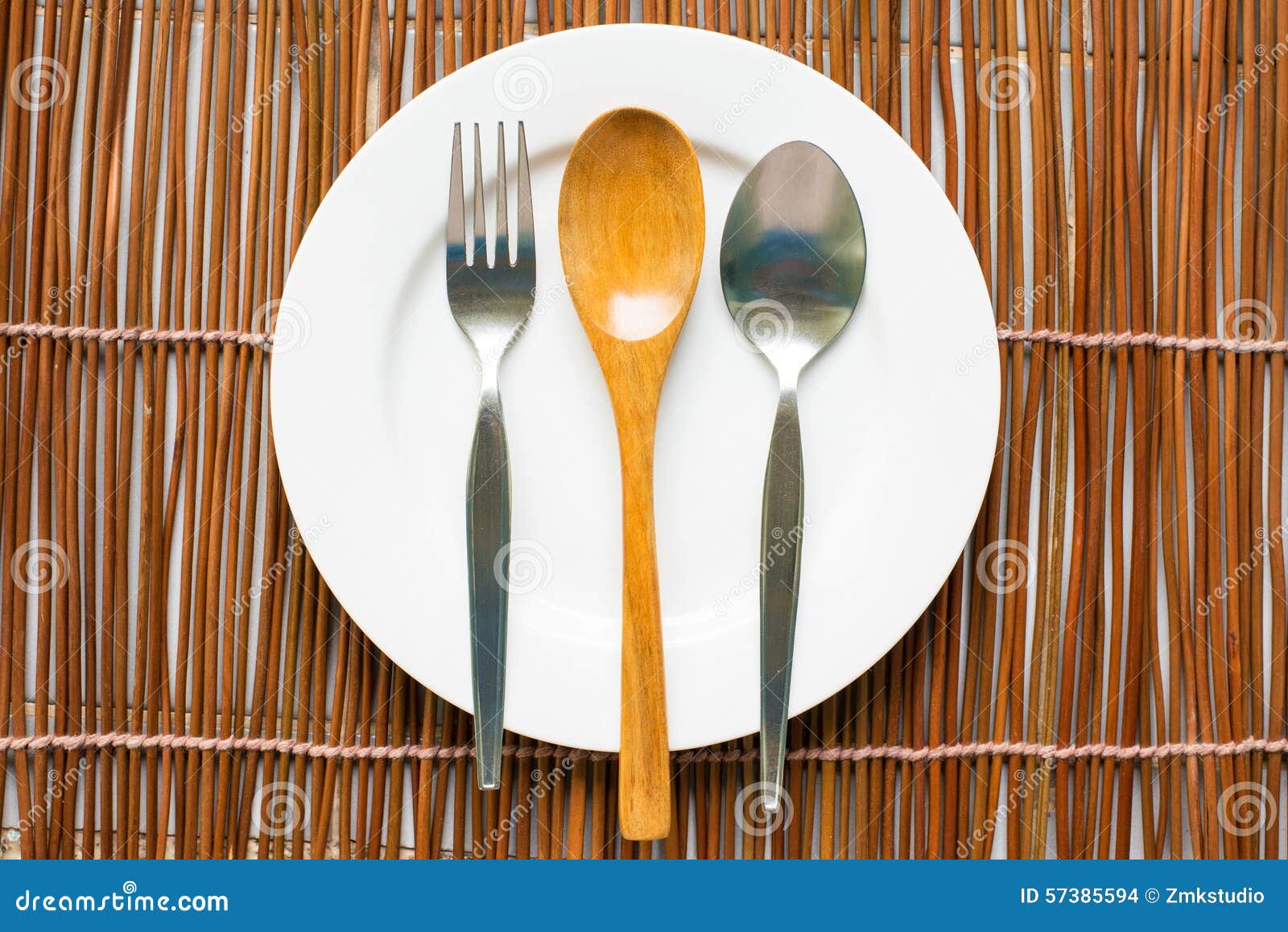Top View of Tableware for Eating Stock Photo - Image of ware, rattan ...