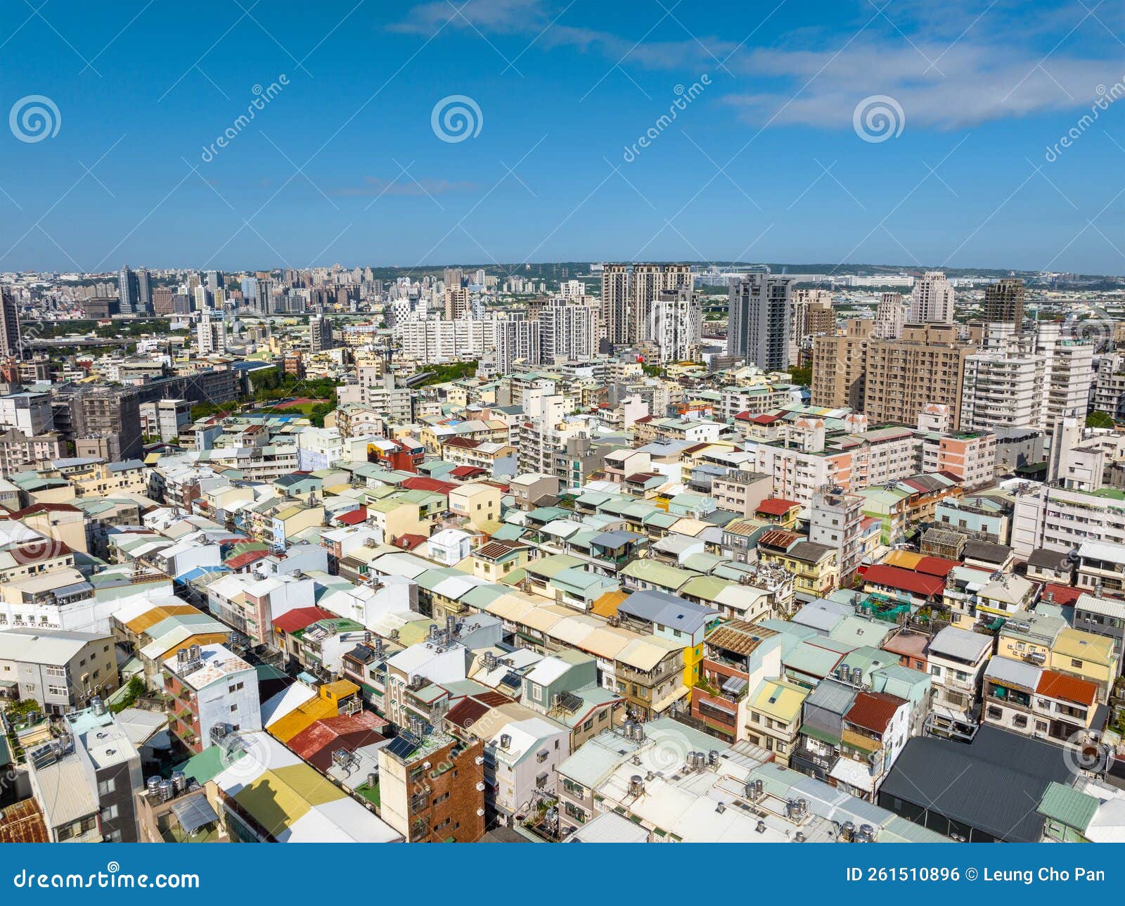 Top view of Taichung city stock photo. Image of aerial - 261510896