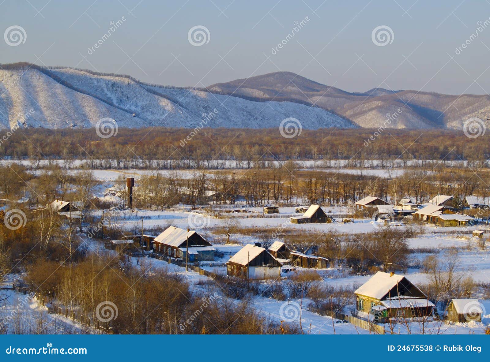 The Top View on Taiga Village Stock Photo - Image of mountain, winter ...