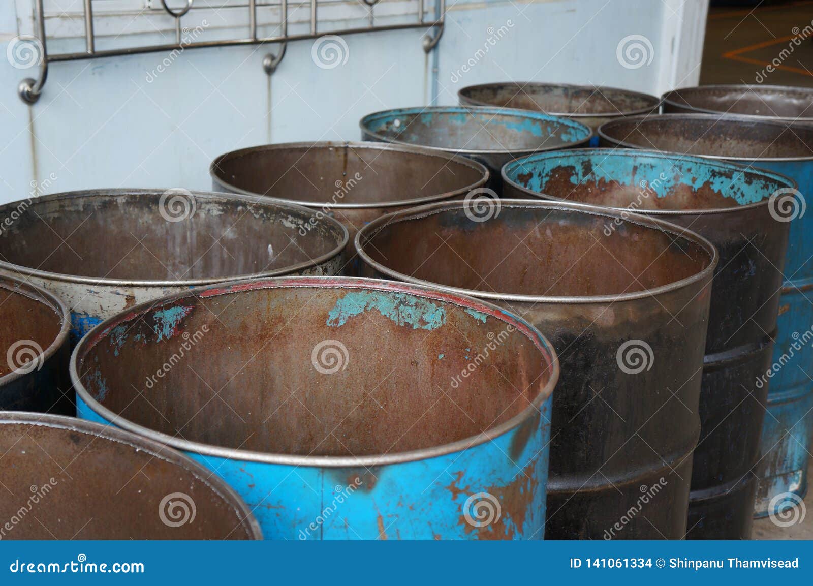 Top View of Tank 200 Litre . Open Top Barrel. Gallon. Stock Photo ...