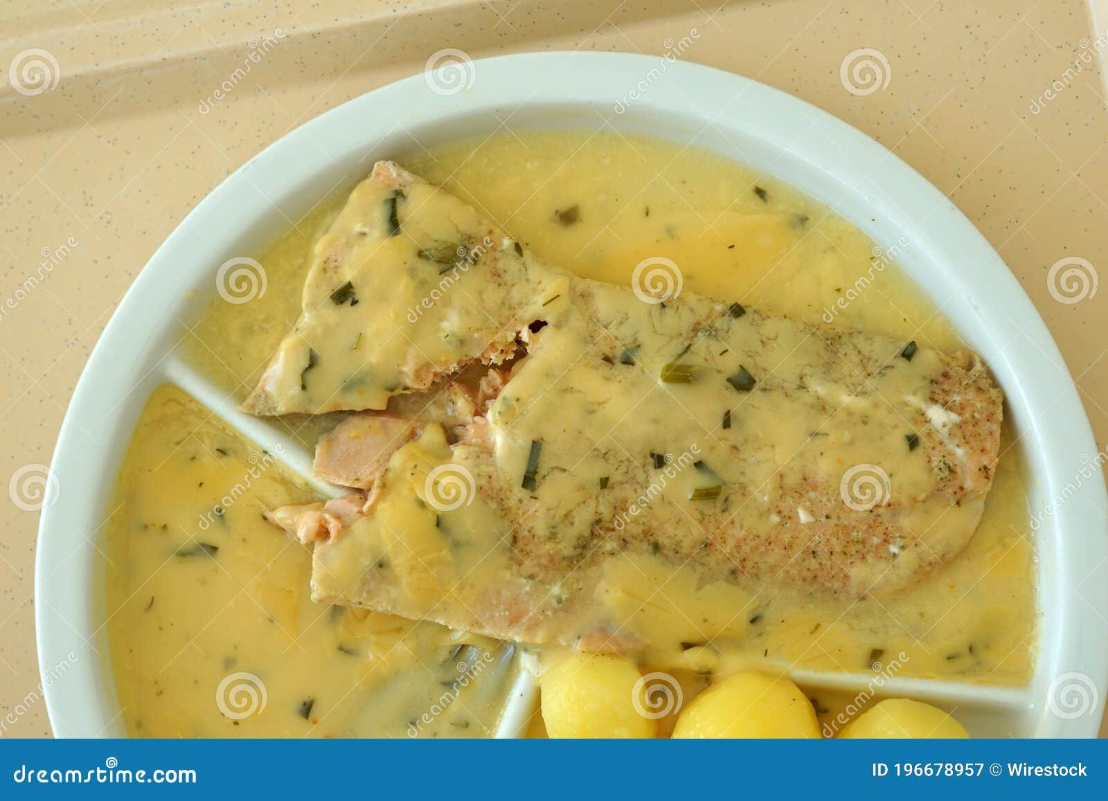 Top View of a Tasty Lunch in a Plate Stock Image - Image of potato ...