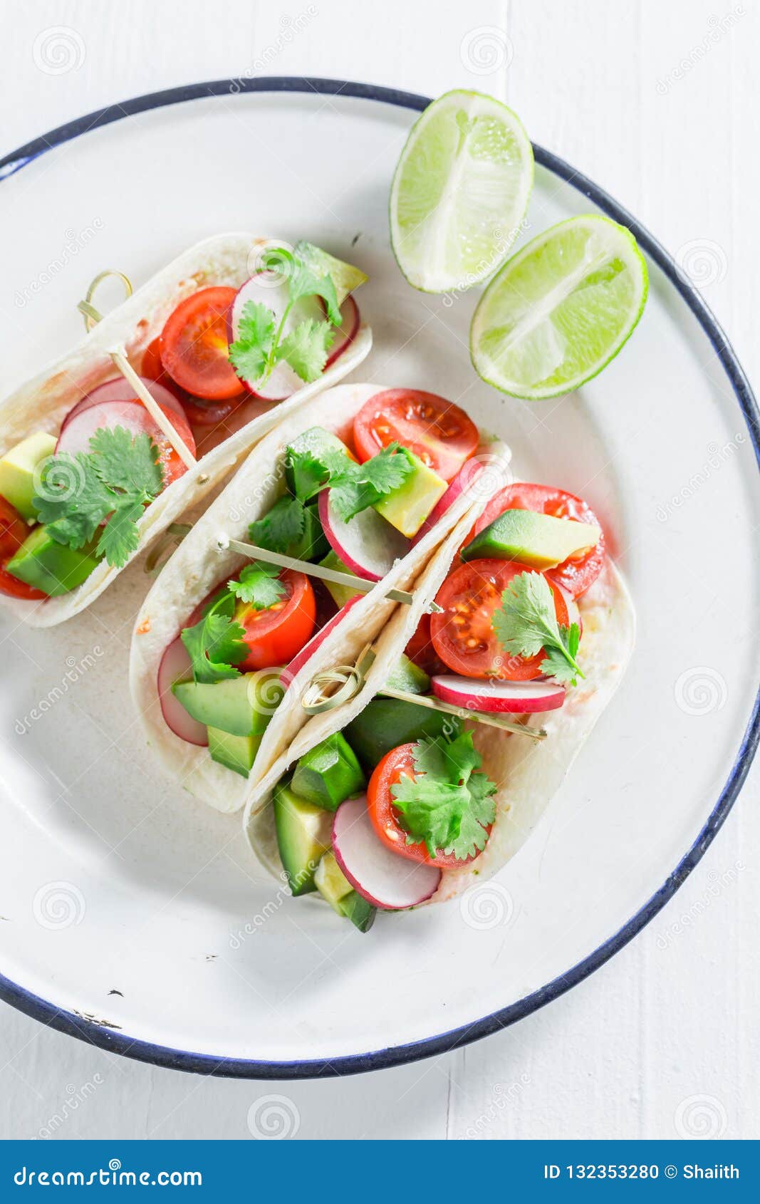 Top View of Tasty Tacos on White Table Stock Photo - Image of cuisine ...