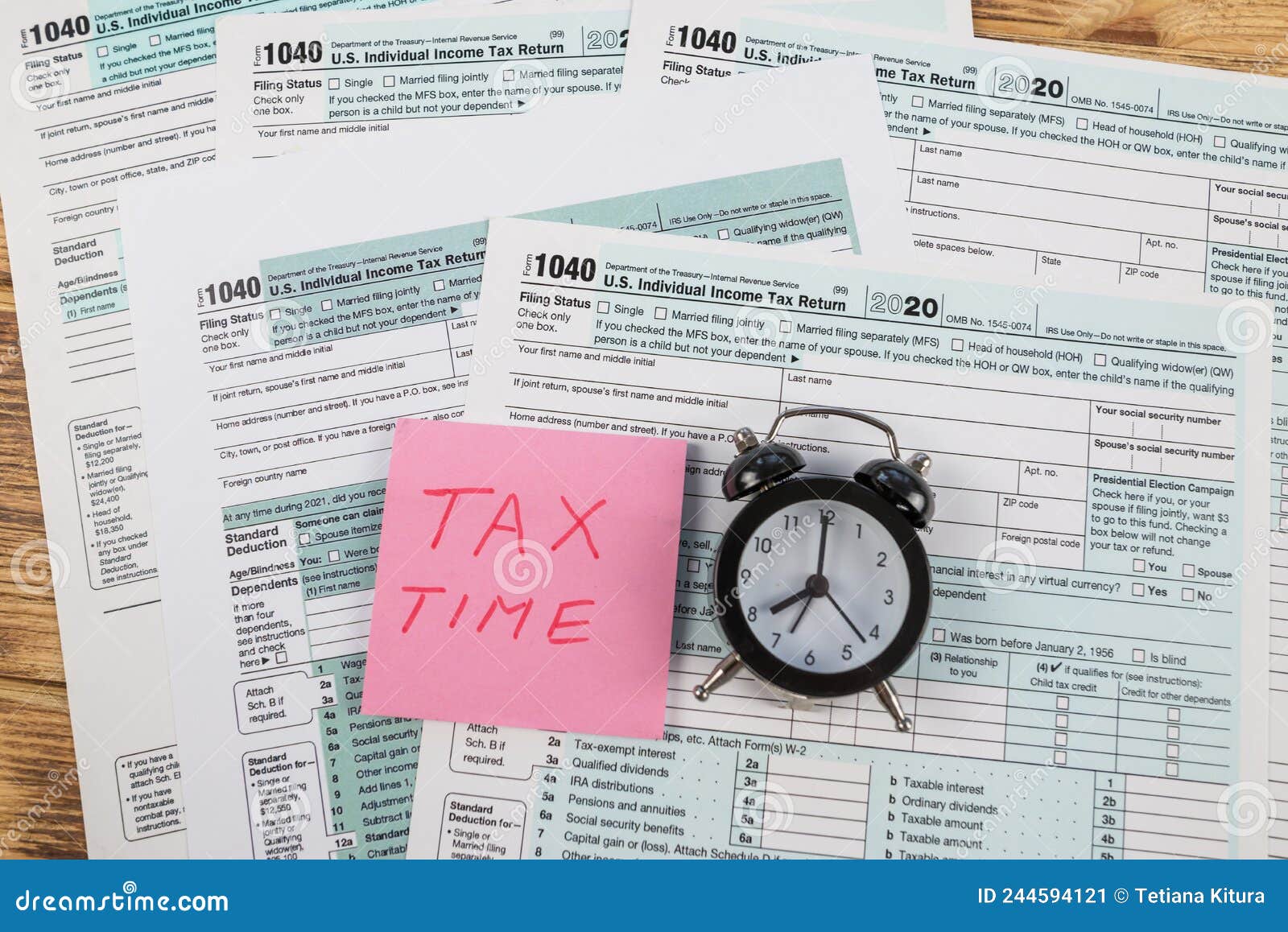 Top View of Tax Forms 1040 and Alarm Clock Editorial Photo - Image of ...