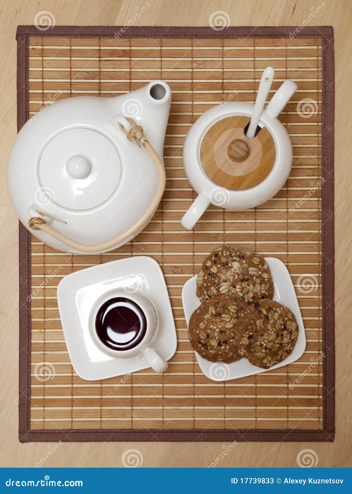 Top view of a tea set stock image. Image of service, arrangement - 17739833