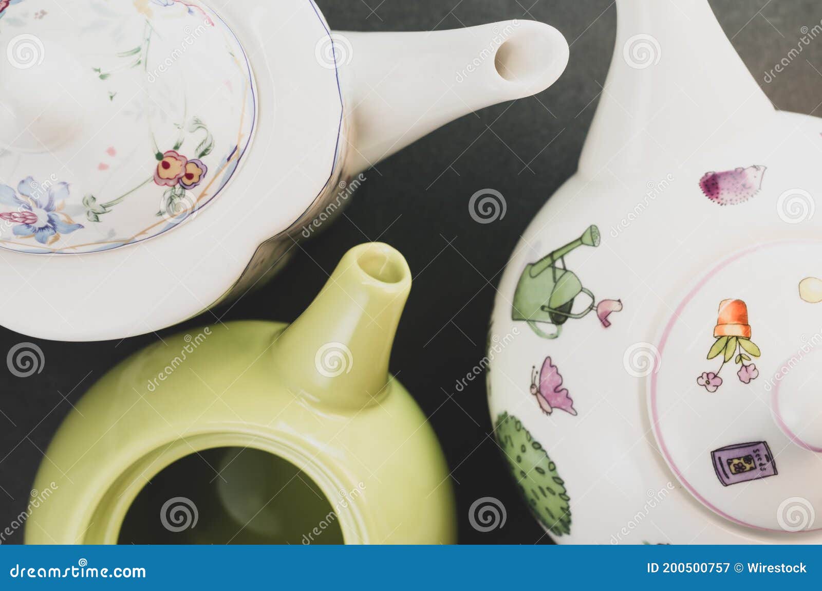 Top View of the Teapots with Beautiful Decorations Stock Image - Image ...