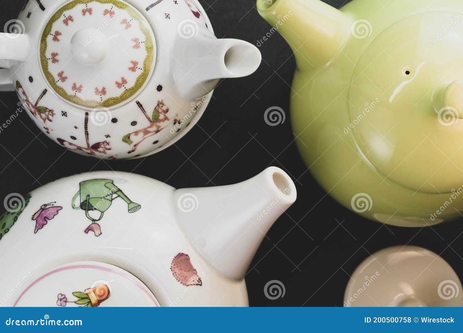 Top View of the Teapots with Beautiful Decorations Stock Photo - Image ...