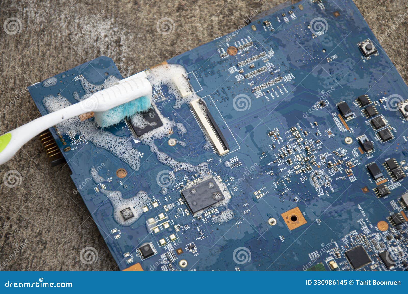 Top View. Technician Cleaning Motherboard Stock Image - Image of ...