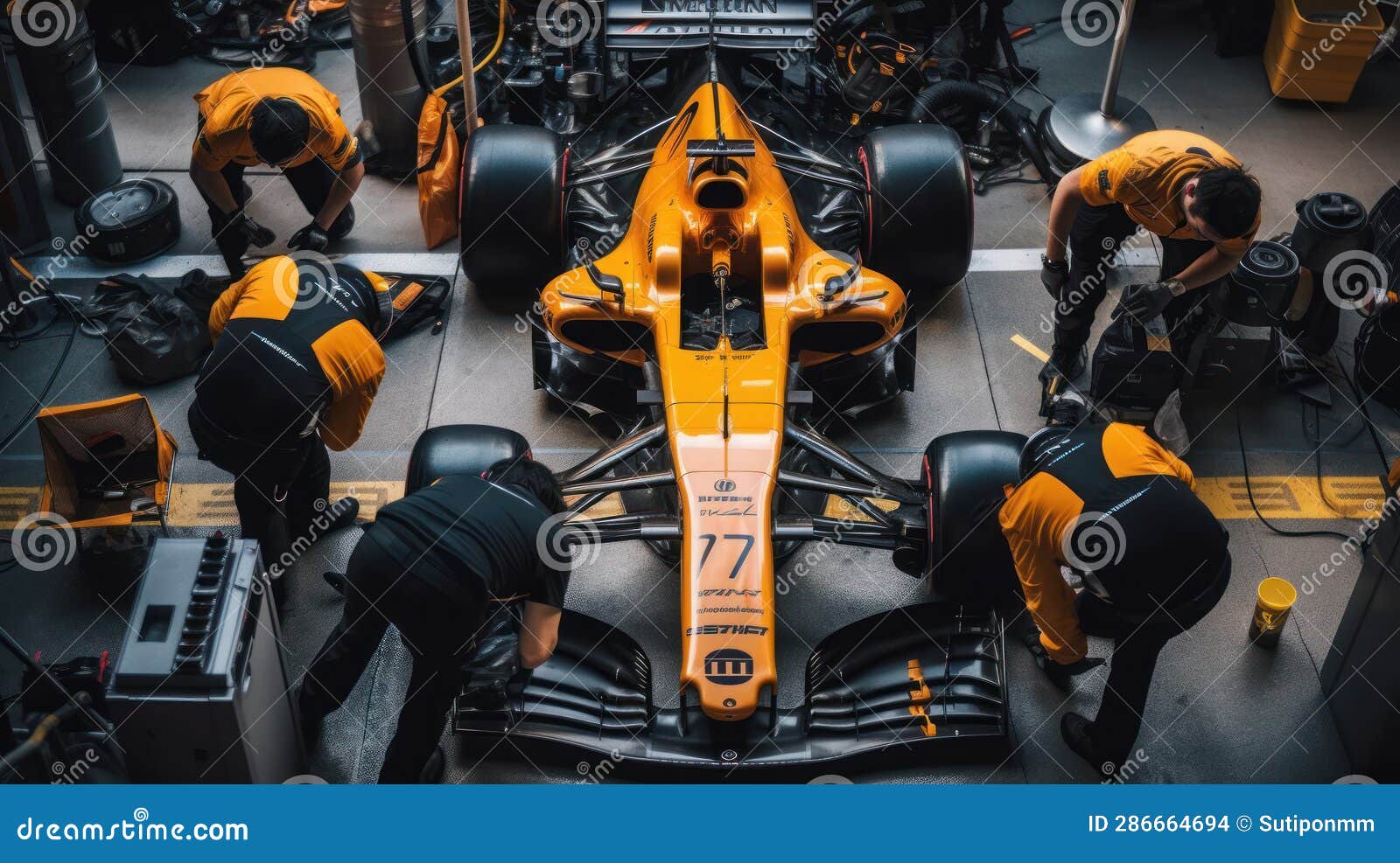 Top View of Technicians F1 during Pit-stop Training Stock Illustration ...