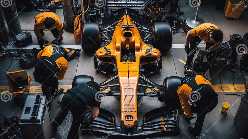 Top View of Technicians F1 during Pit-stop Training Stock Illustration - Illustration of service ...