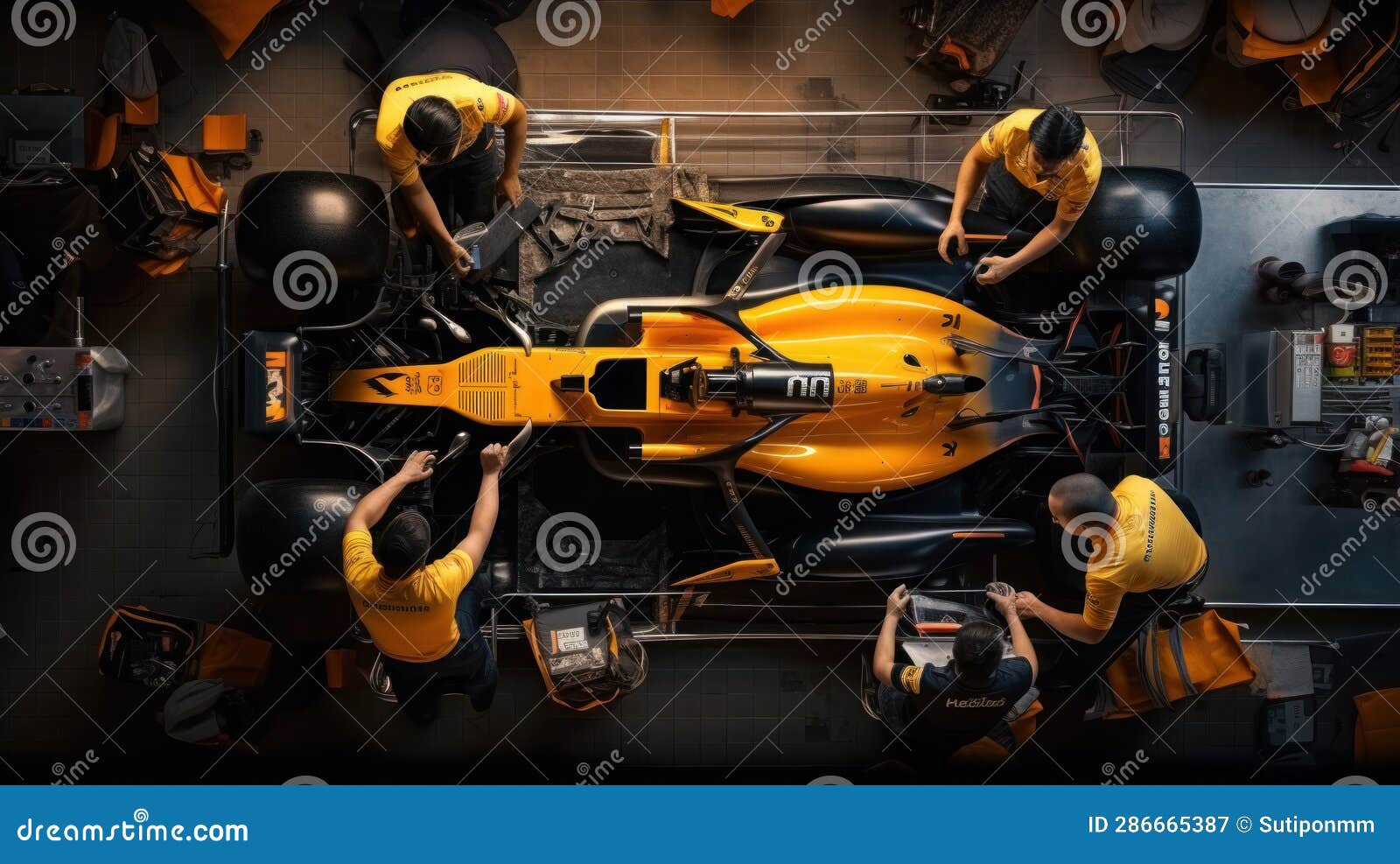 Top View of Technicians F1 during Pit-stop Training Stock Illustration ...