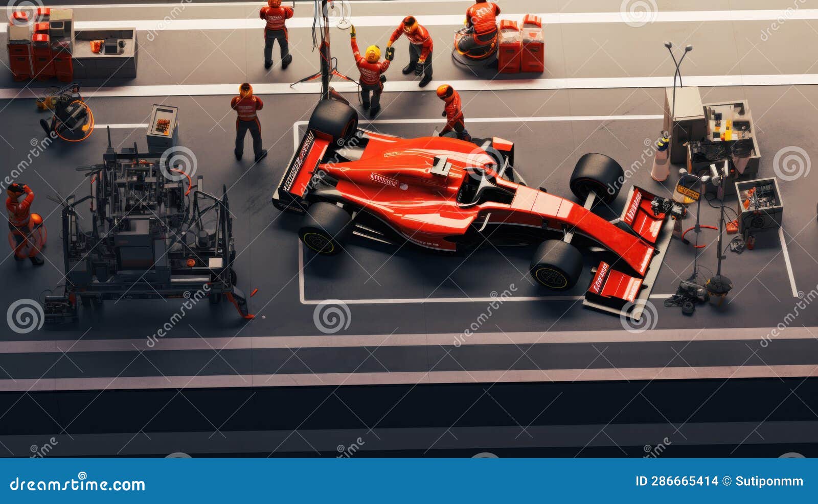 Top View Of Technicians F1 During Pit-stop Training Stock Photo | CartoonDealer.com #286664694