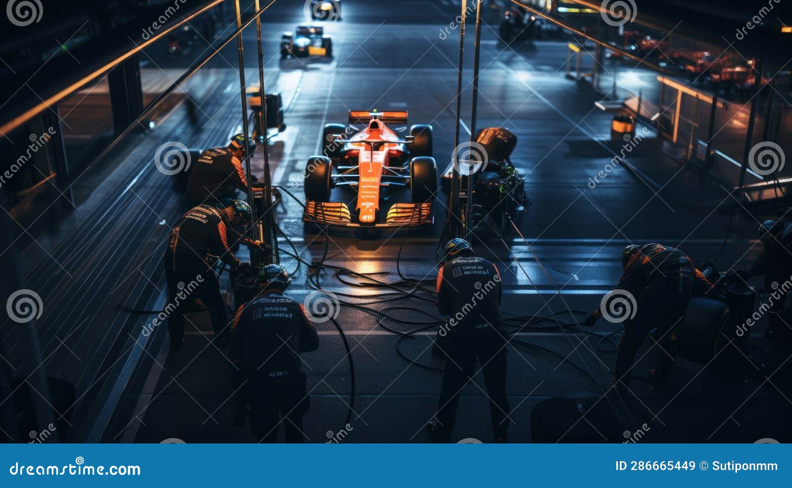 Top View of Technicians F1 during Pit-stop Training Stock Illustration - Illustration of ...