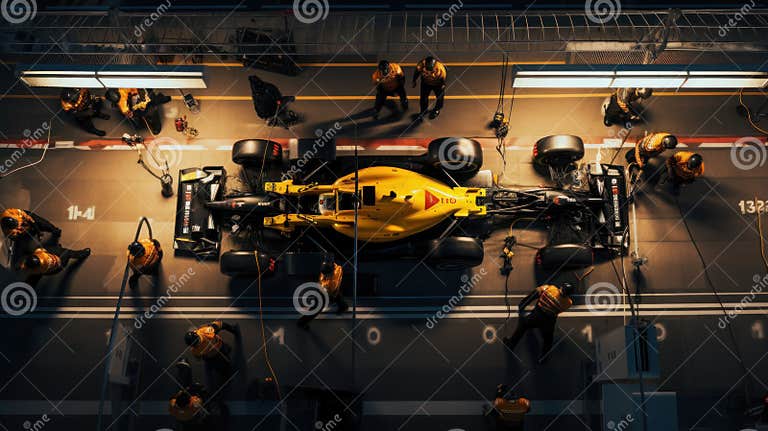 Top View of Technicians F1 during Pit-stop Training Stock Illustration - Illustration of ...