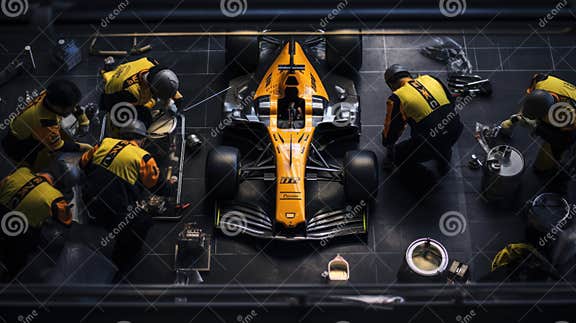 Top View of Technicians F1 during Pit-stop Training Stock Illustration - Illustration of machine ...
