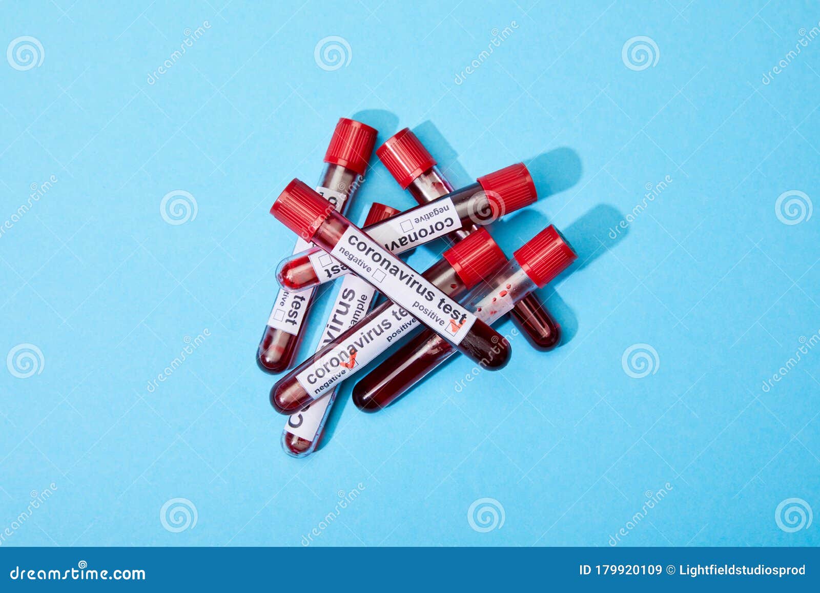 Top View of Test Tubes with Blood Samples and Coronavirus Test ...