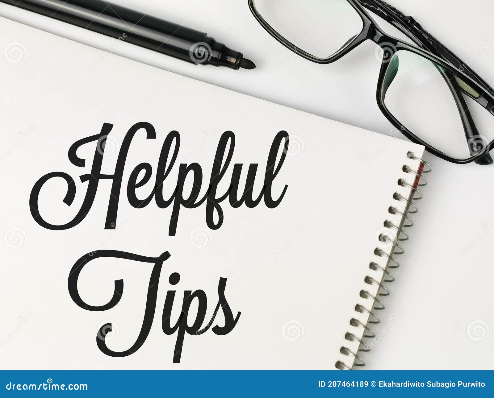 Top View Text Helpful Tips Written on Note Book with Marker Pen and Eye ...