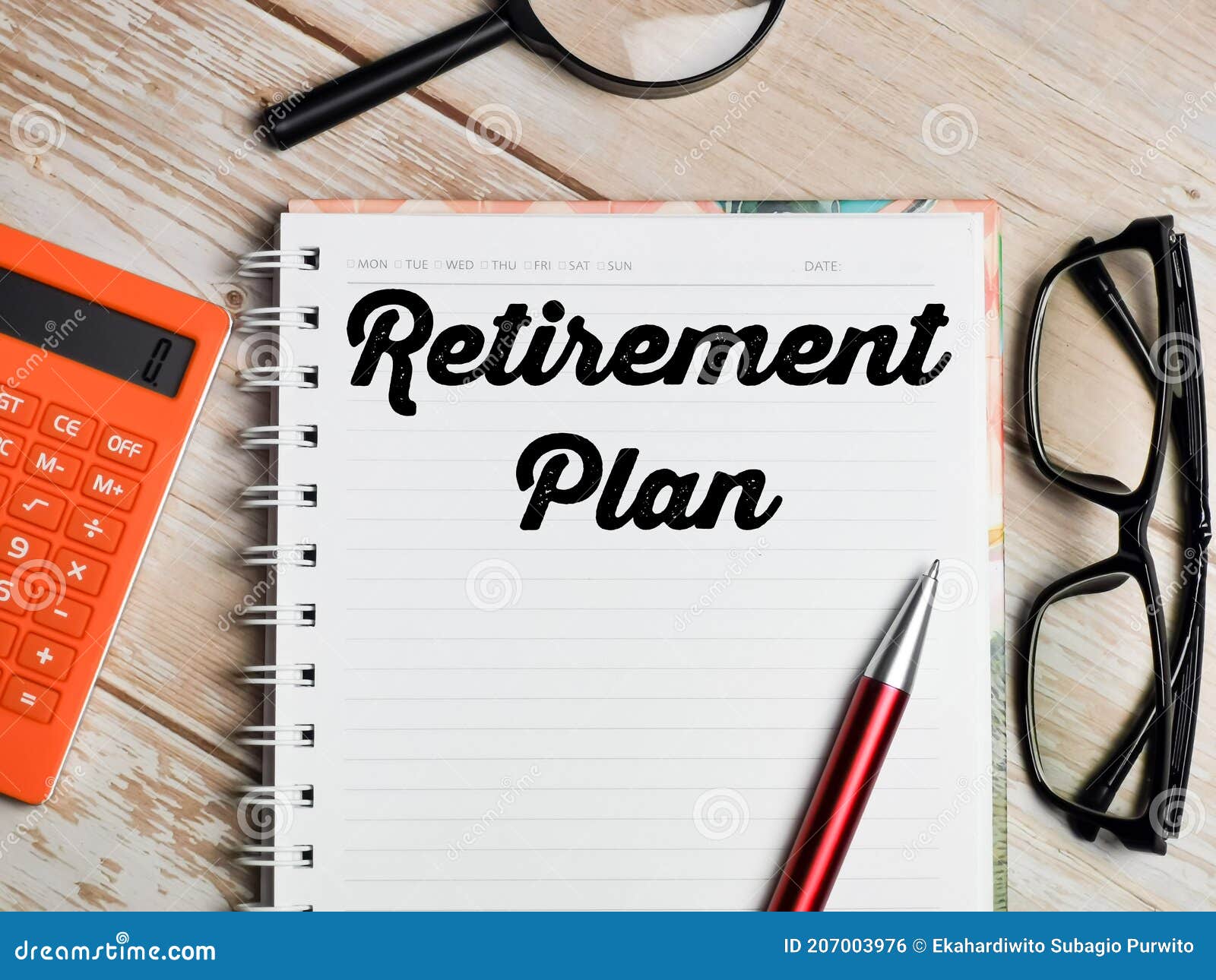 Top View Text Retirement Plan Written on Note Book Stock Photo - Image ...