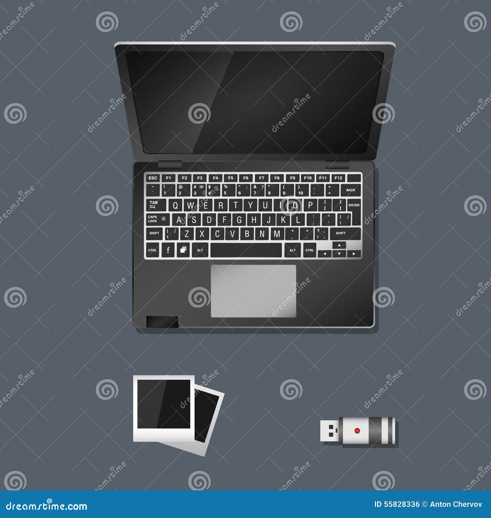 Top View with Textured Table Laptop Stock Illustration - Illustration ...