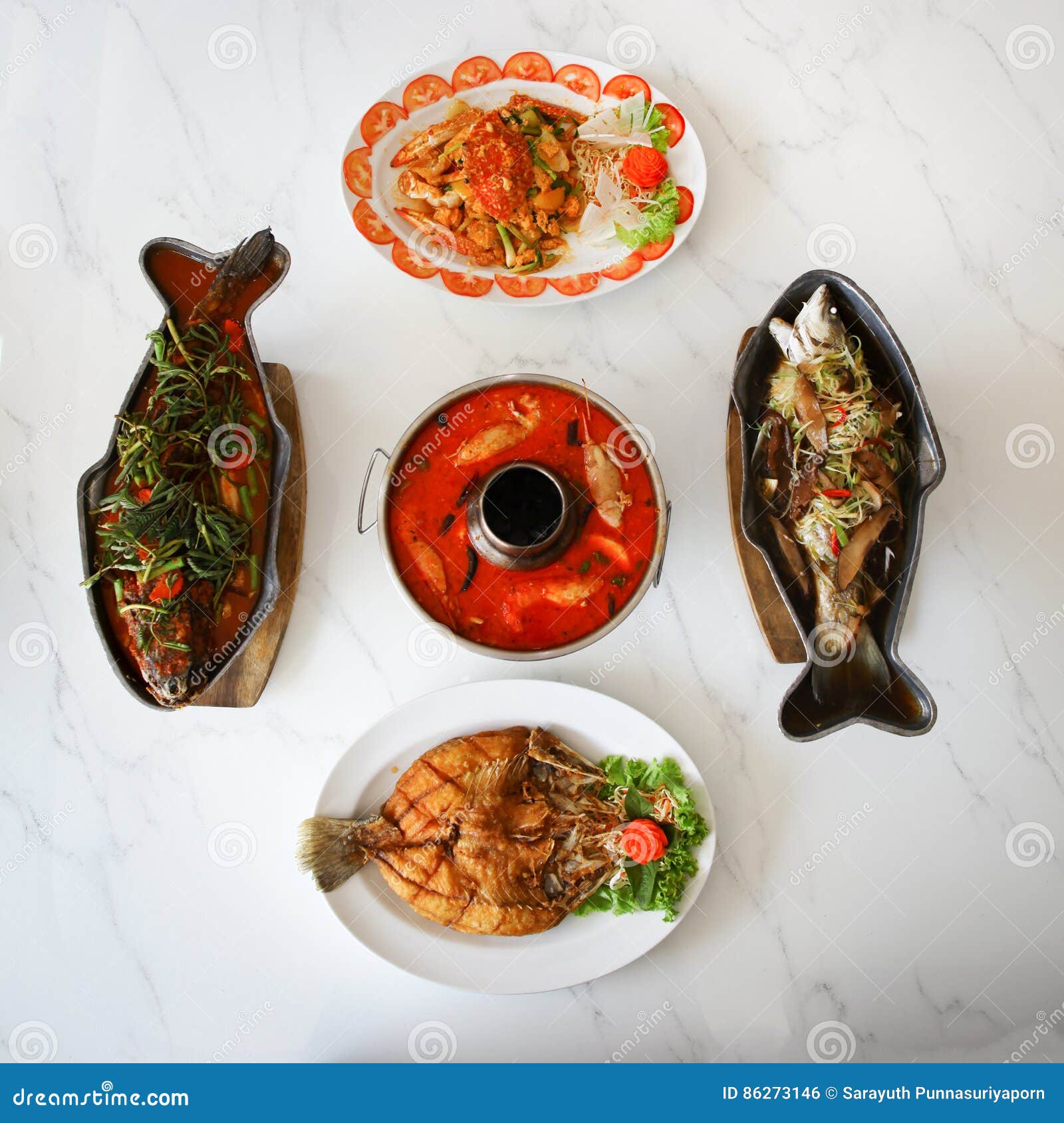 Set Of Asian Seafood With Grilled Geoduck With Onion And Grease ...