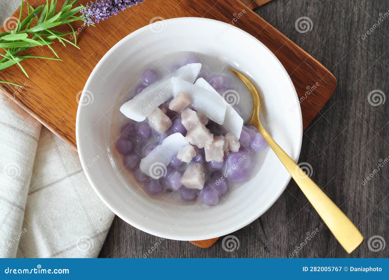 Top View of Thai Dessert Bua Loy Stock Image - Image of copy, cookbook ...
