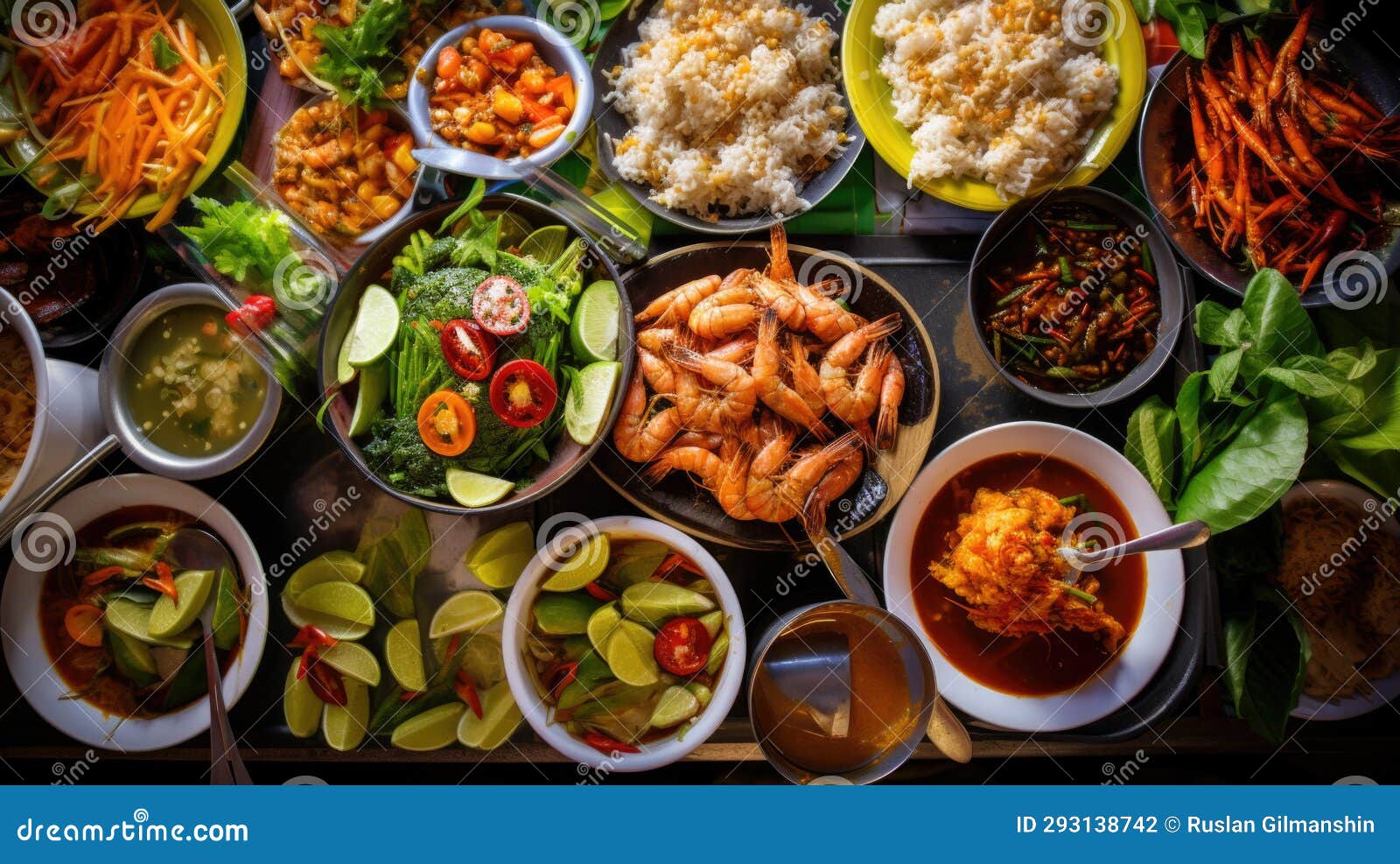 Top View of a Thai Street Food on Table Stock Photo - Image of dinner ...