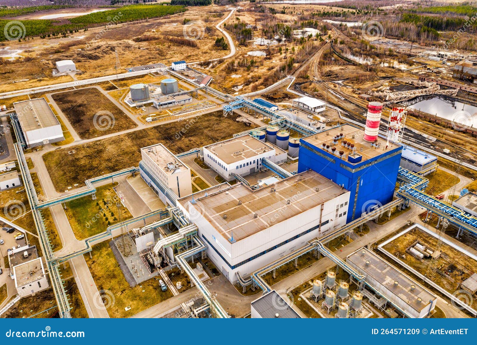 Top View of a Thermal Power Plant Stock Image - Image of electricity ...