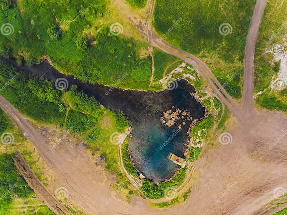 Top View of a Thin River and Fields Around it. Stock Photo - Image of ...