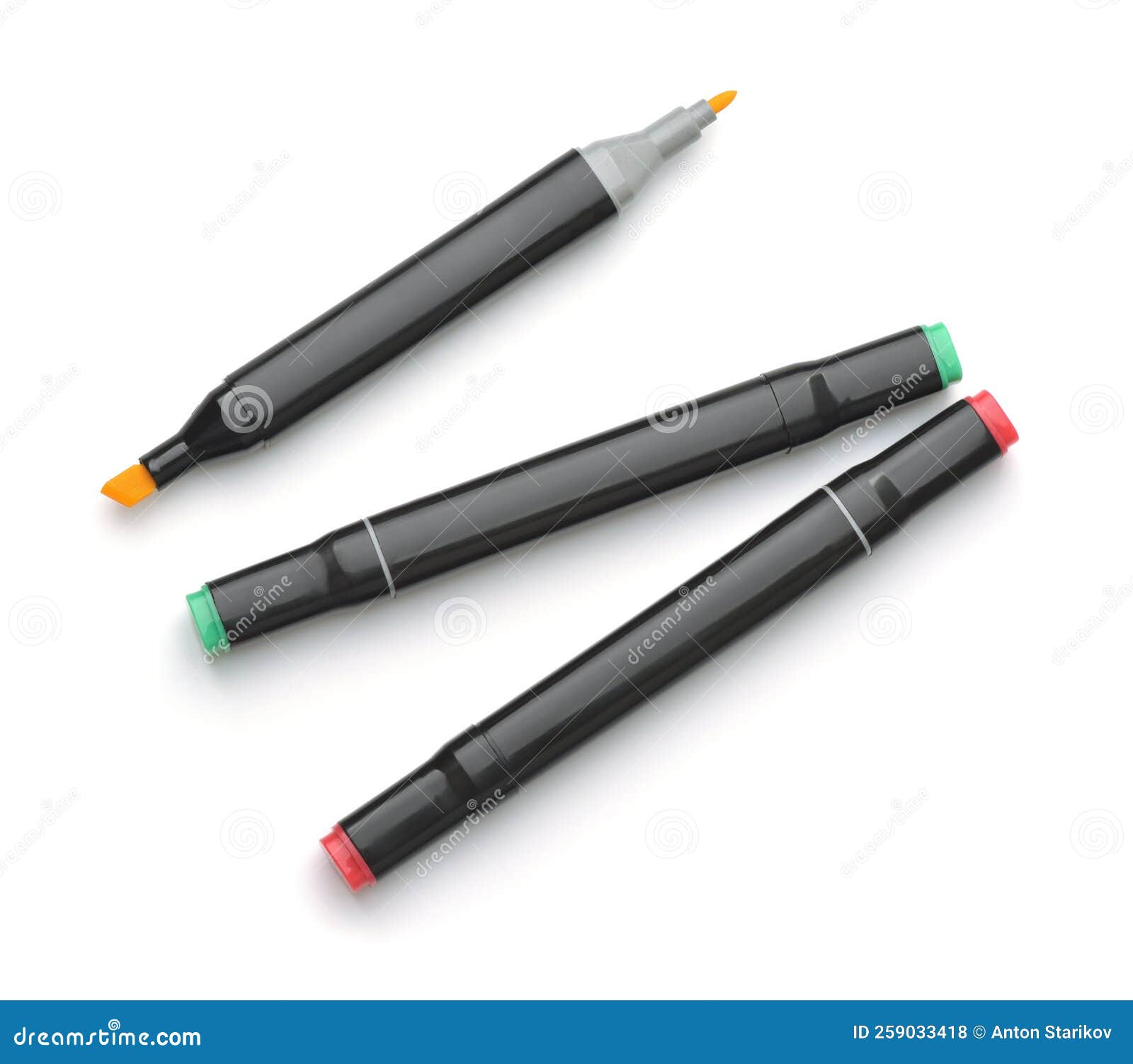 Top View of Three Double Sided Permanent Markers Stock Photo - Image of ...