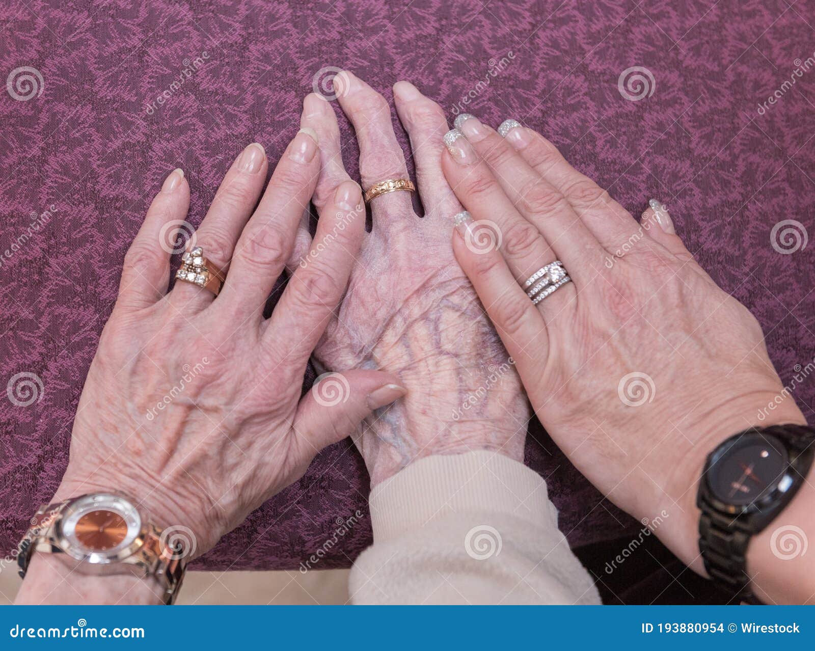 Top View of Three Generations of Female Hands Stock Photo - Image of ...