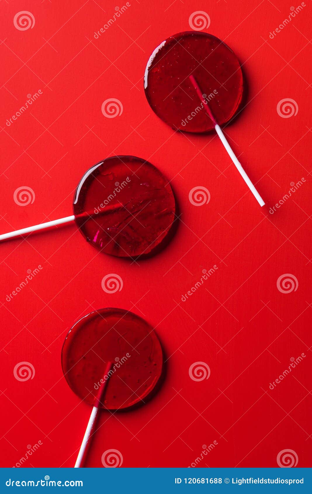 Top View of Three Lollipops Stock Photo - Image of food, view: 120681688