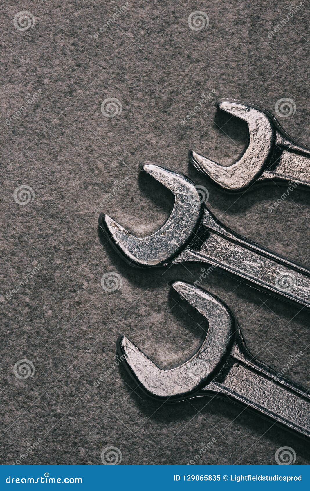 Top View of Three Metal Wrenches Stock Image - Image of equipment ...