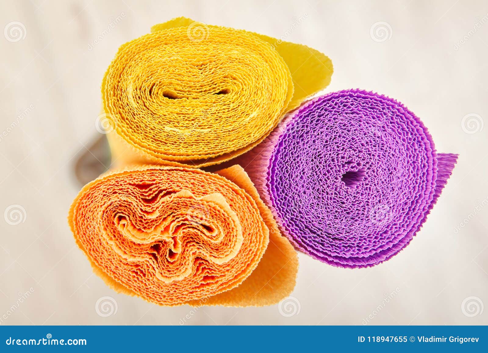 Three Rolls of Multi-colored Crinkled Paper for Creativity and C Stock ...
