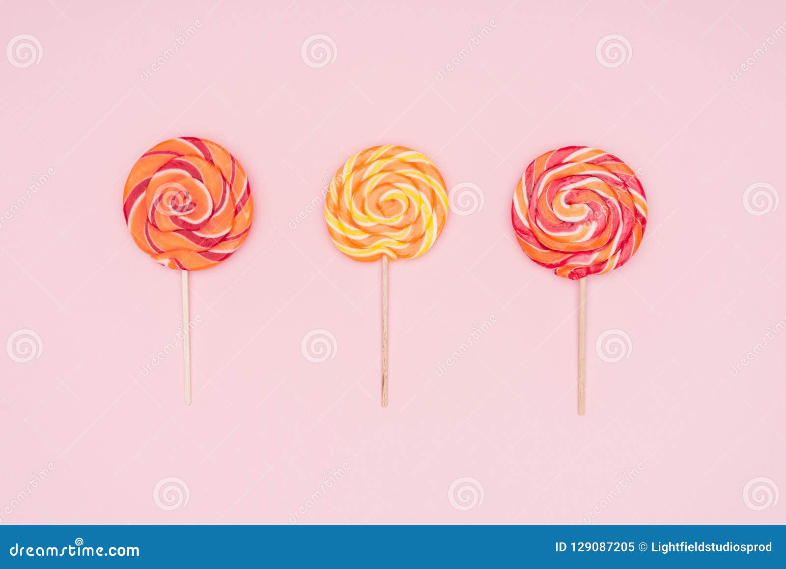 Top View of Three Round Lollipops Stock Image - Image of topview, tasty ...