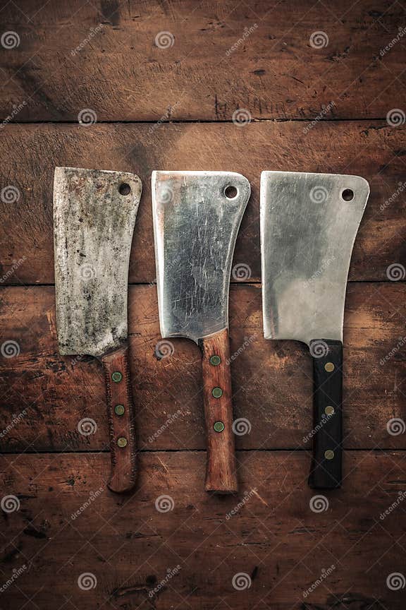 Top View of Three Rustic Hatchet for Meat Chopping Stock Photo - Image ...
