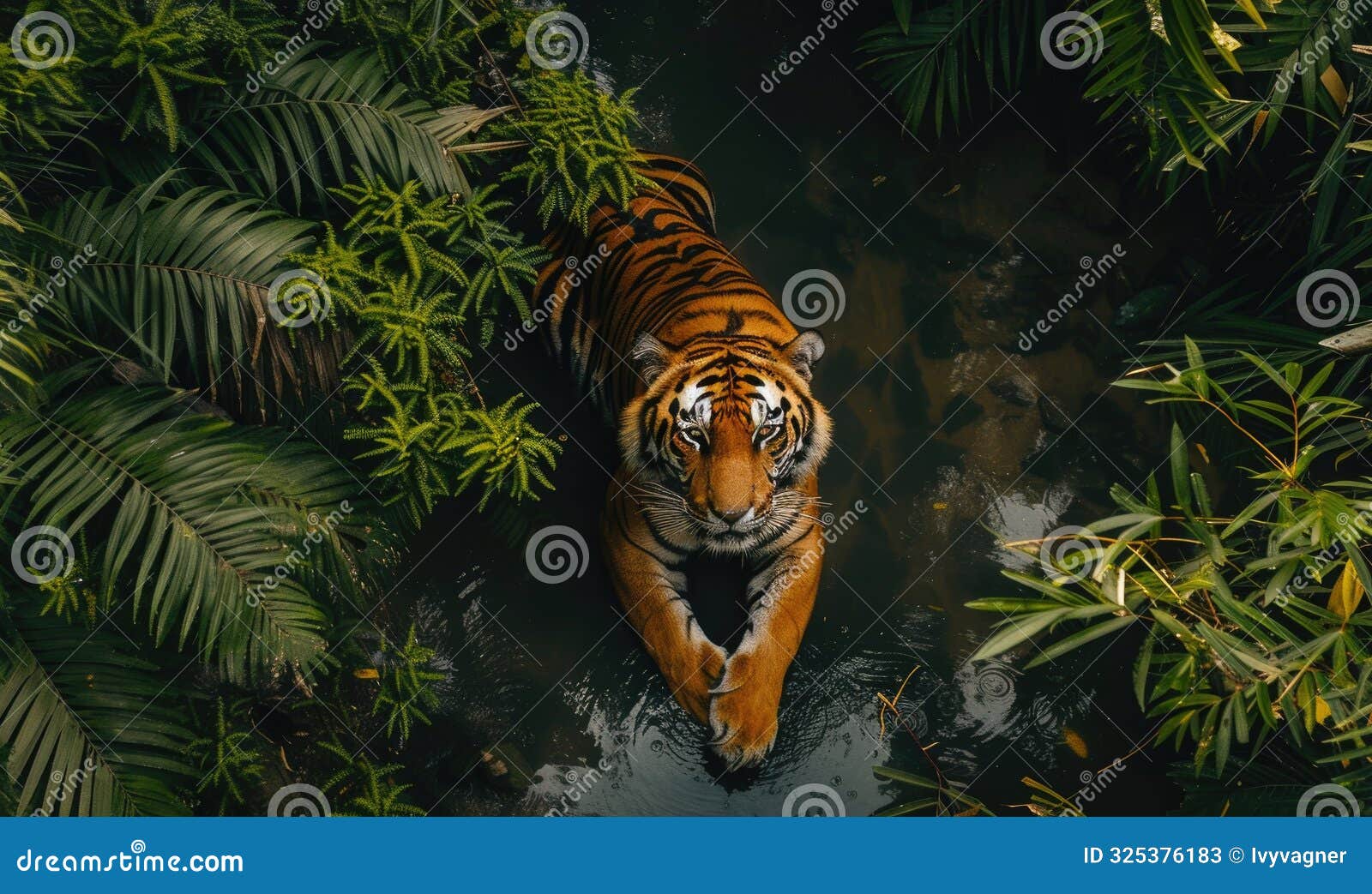 Top View of a Tiger Lying in the Shade Stock Image - Image of feline ...