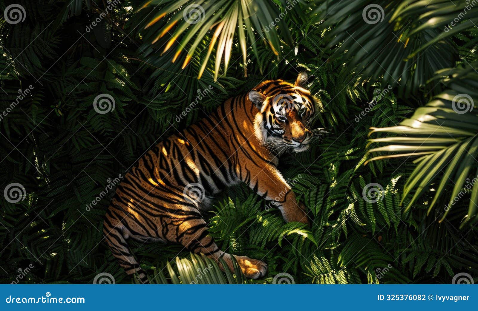 Top View of a Tiger Lying in the Shade Stock Photo - Image of jungle ...