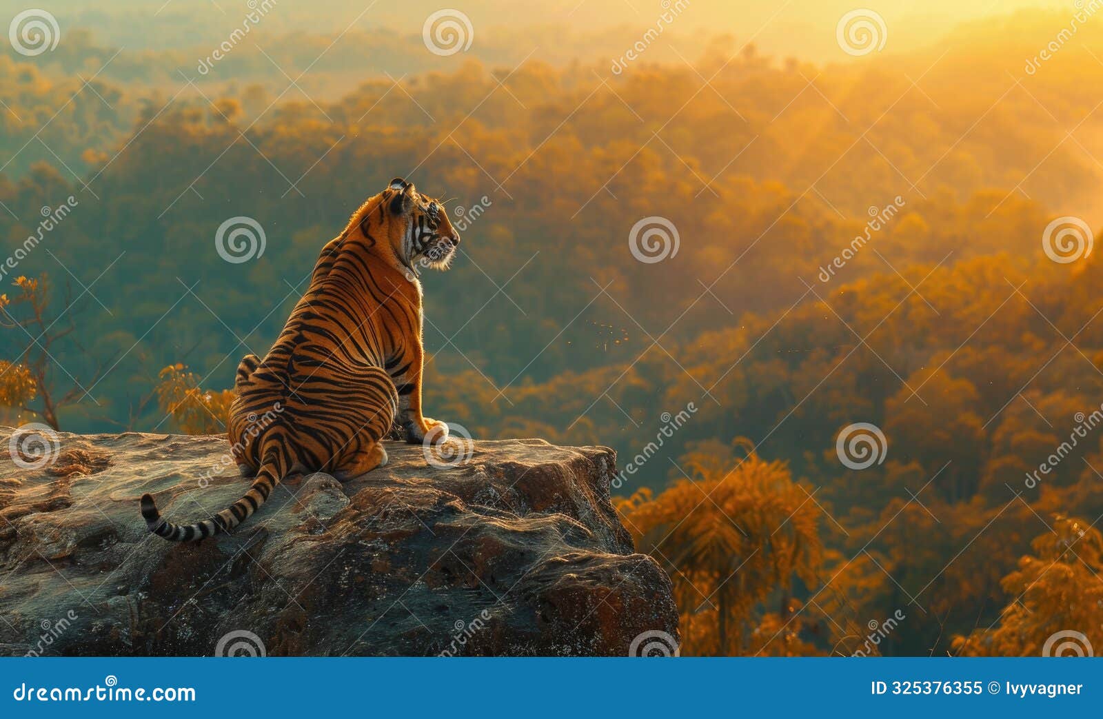 Top View of a Tiger Sitting on a Rock Stock Image - Image of wild ...