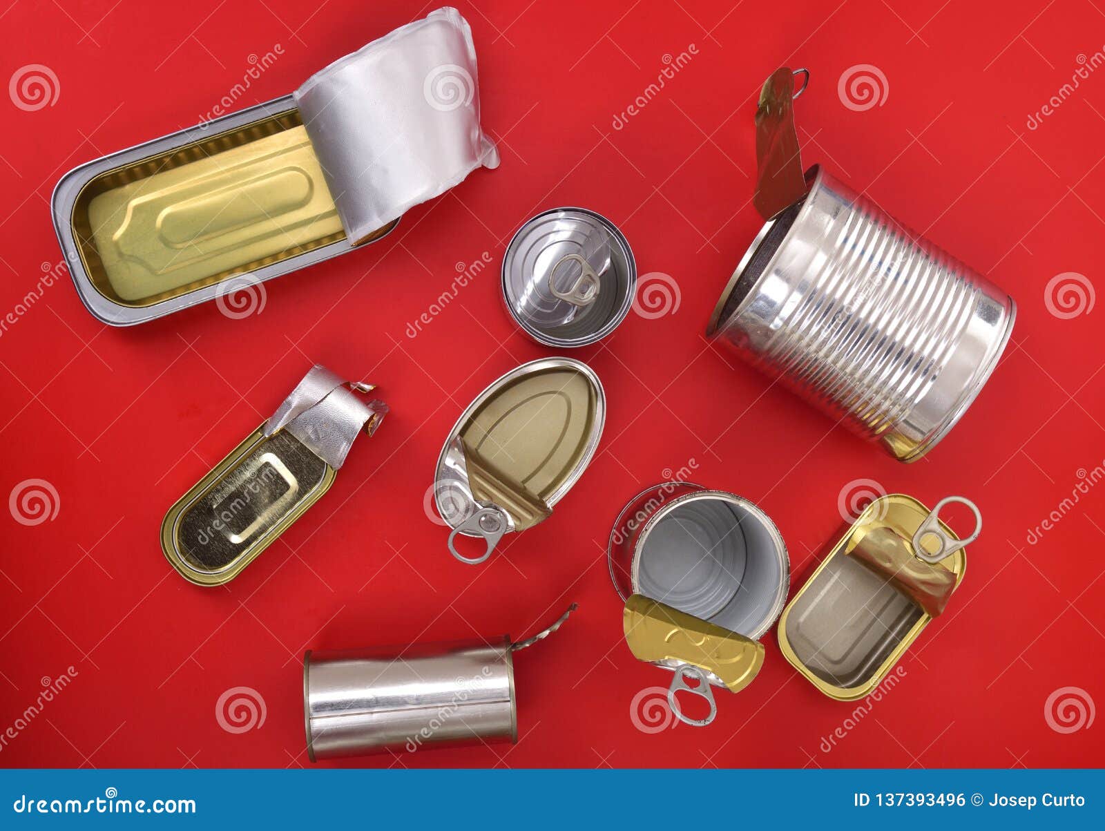Top View of Tin Can Isolated on Red Stock Photo - Image of preserve ...