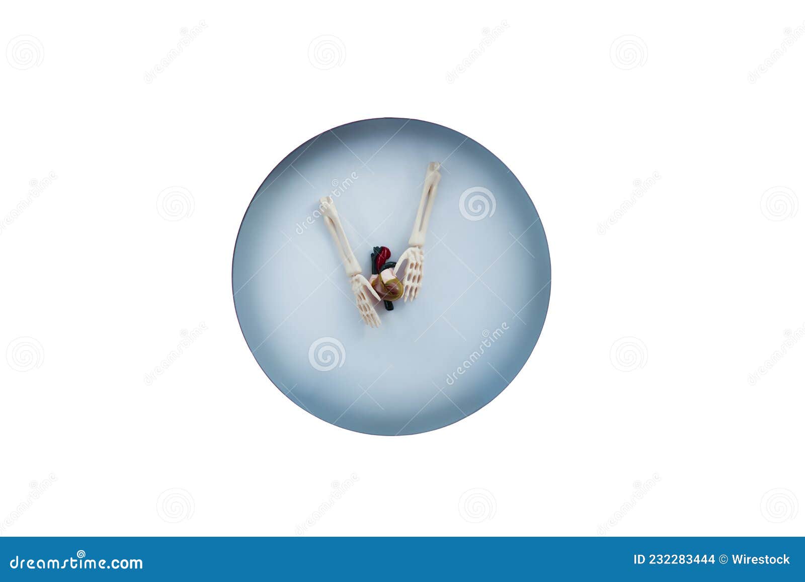 Top View of Tiny Skeleton Hands and a Heart Figure on a Blue Surface ...