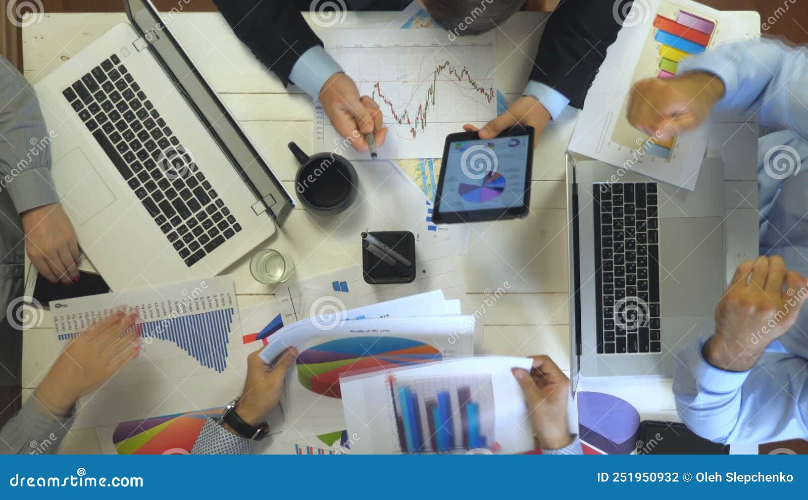 Top View To Hands of Business People Working Efficiently Using Laptops ...