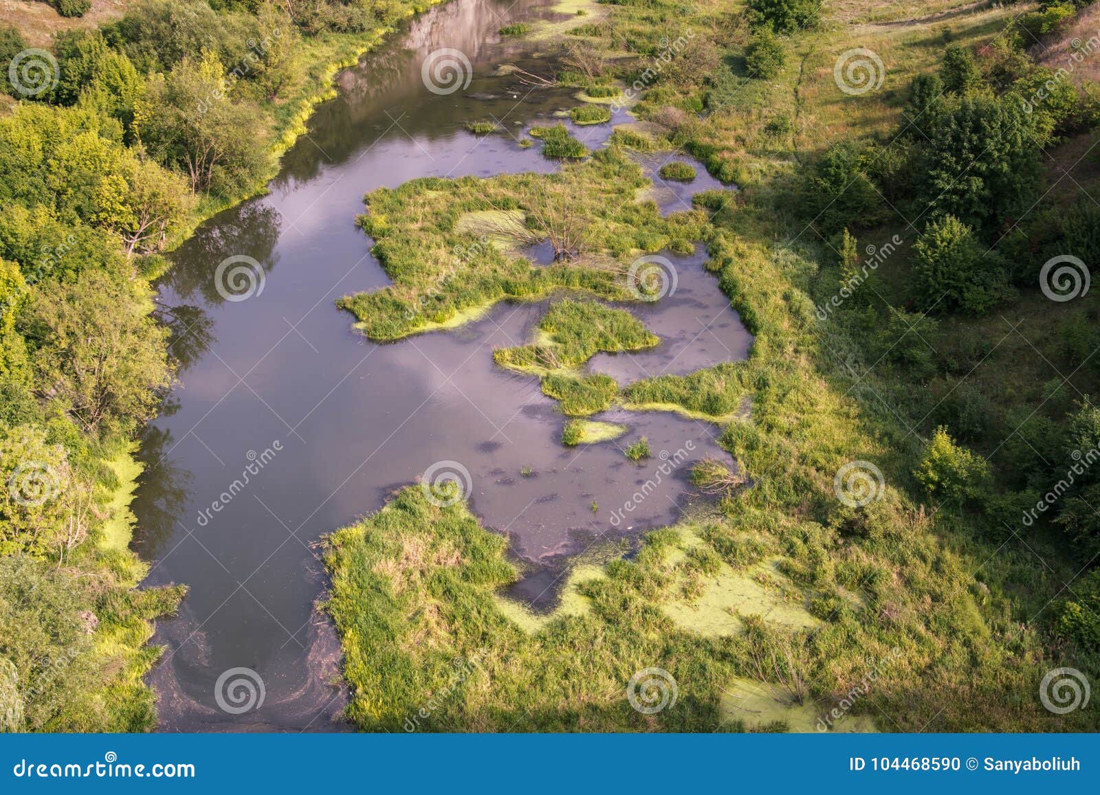 Top view to the river stock photo. Image of countryside - 104468590