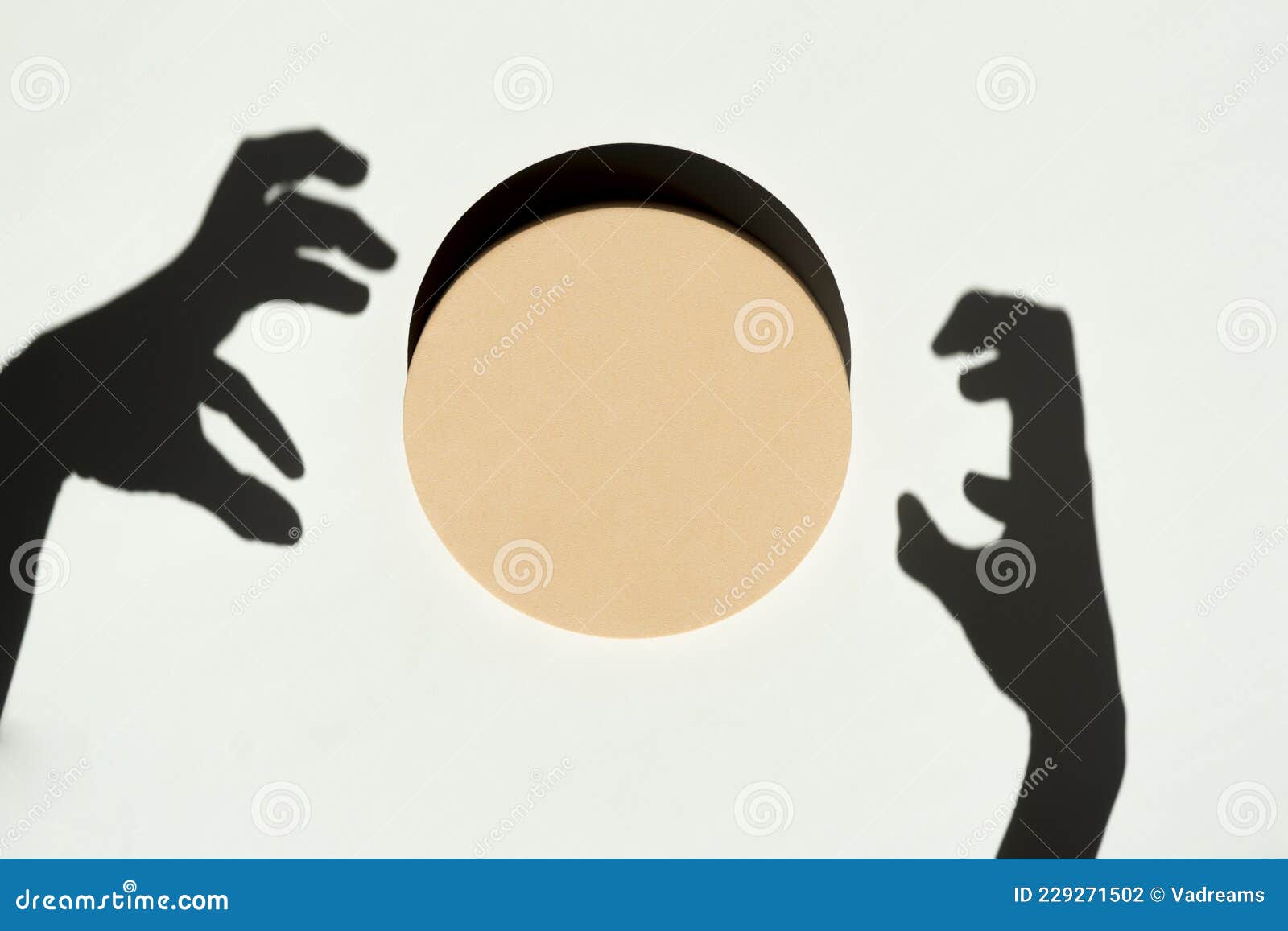 Top View To Round Podium Platform and Hands in Grabbing Position Over ...