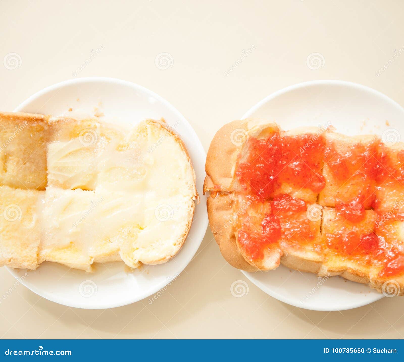 Top View of Toast with Jam. Stock Photo - Image of fruit, toast: 100785680
