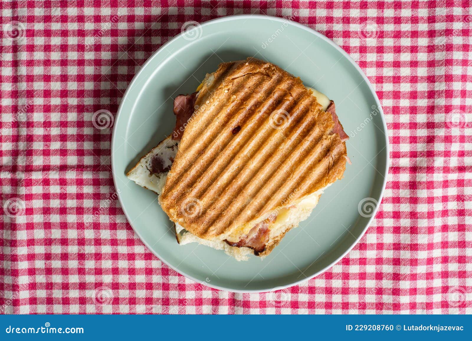 Top View on Toast Sandwich in a Plate on the Background Copy Space ...