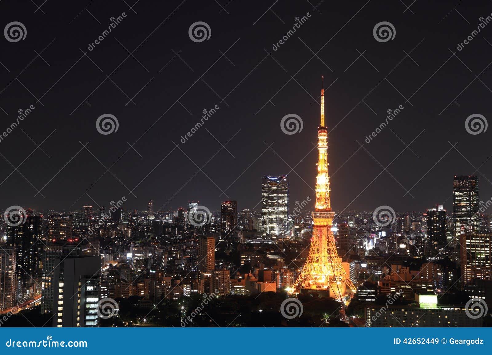 Top View of Tokyo Cityscape at Night Stock Image - Image of attraction ...
